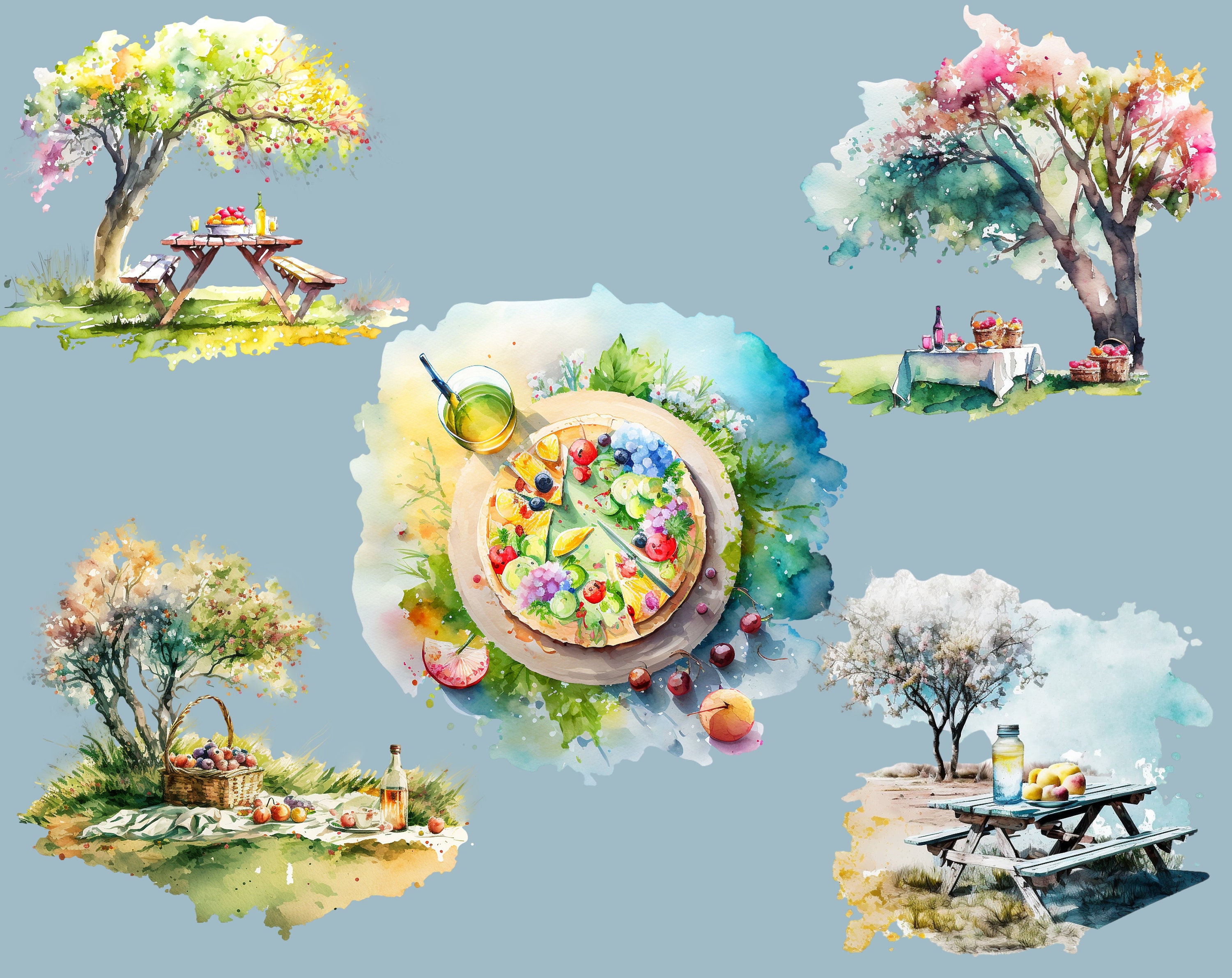 Spring Picnic Clipart Tea Time Clip Art Png. Digital - Etsy