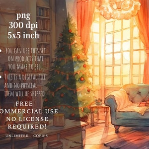 Christmas Digital Paper, Cozy Winter Night Pattern. Watercolor Digital ...