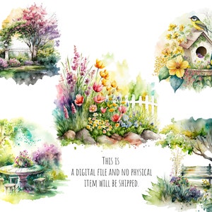 Spring Garden Clipart, Floral Clip Art, Png. Digital Watercolor. Free ...
