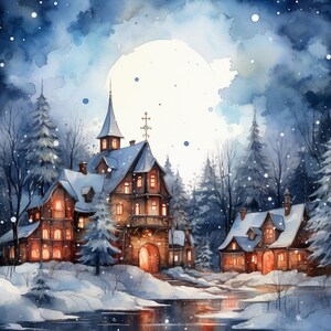 Christmas Digital Paper, Winter Lights, Pattern. Watercolor Digital ...