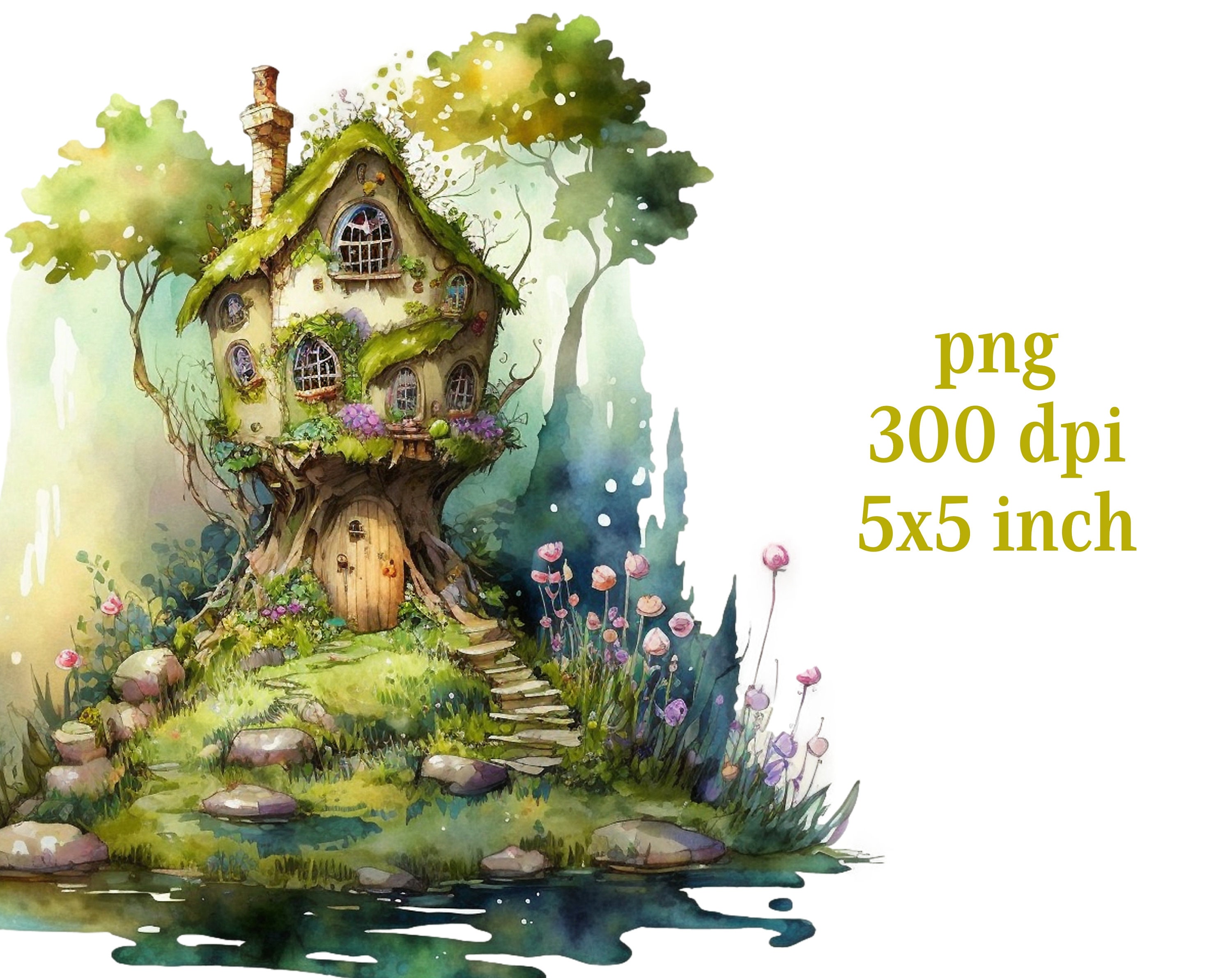 Fairy House Clipart Png. Magic Cottage. Elf Village. Digital - Etsy