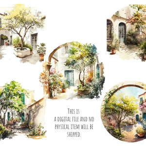 Courtyard Clipart, Spring Courtyard, Png. Digital Watercolor. Free ...