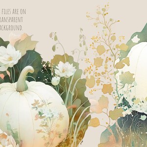 White Pumpkin Clipart, Garden Clipart, Boho Fall Clipart, Autumn ...