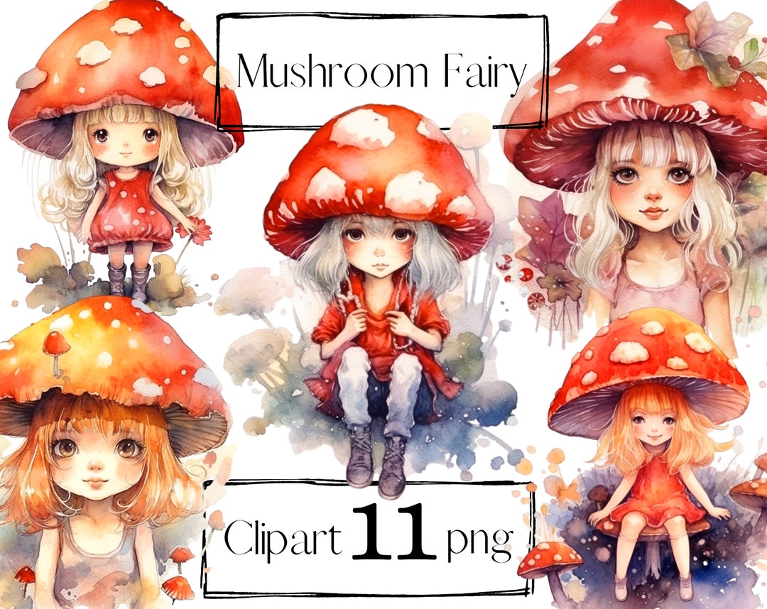 Mushroom Fairy Clipart, Elf Clip Art, Png. Digital Watercolor. Free ...