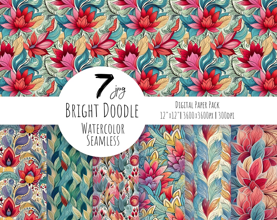 Vintage Floral Digital Paper, Bright Digital Paper, Seamless Pattern ...