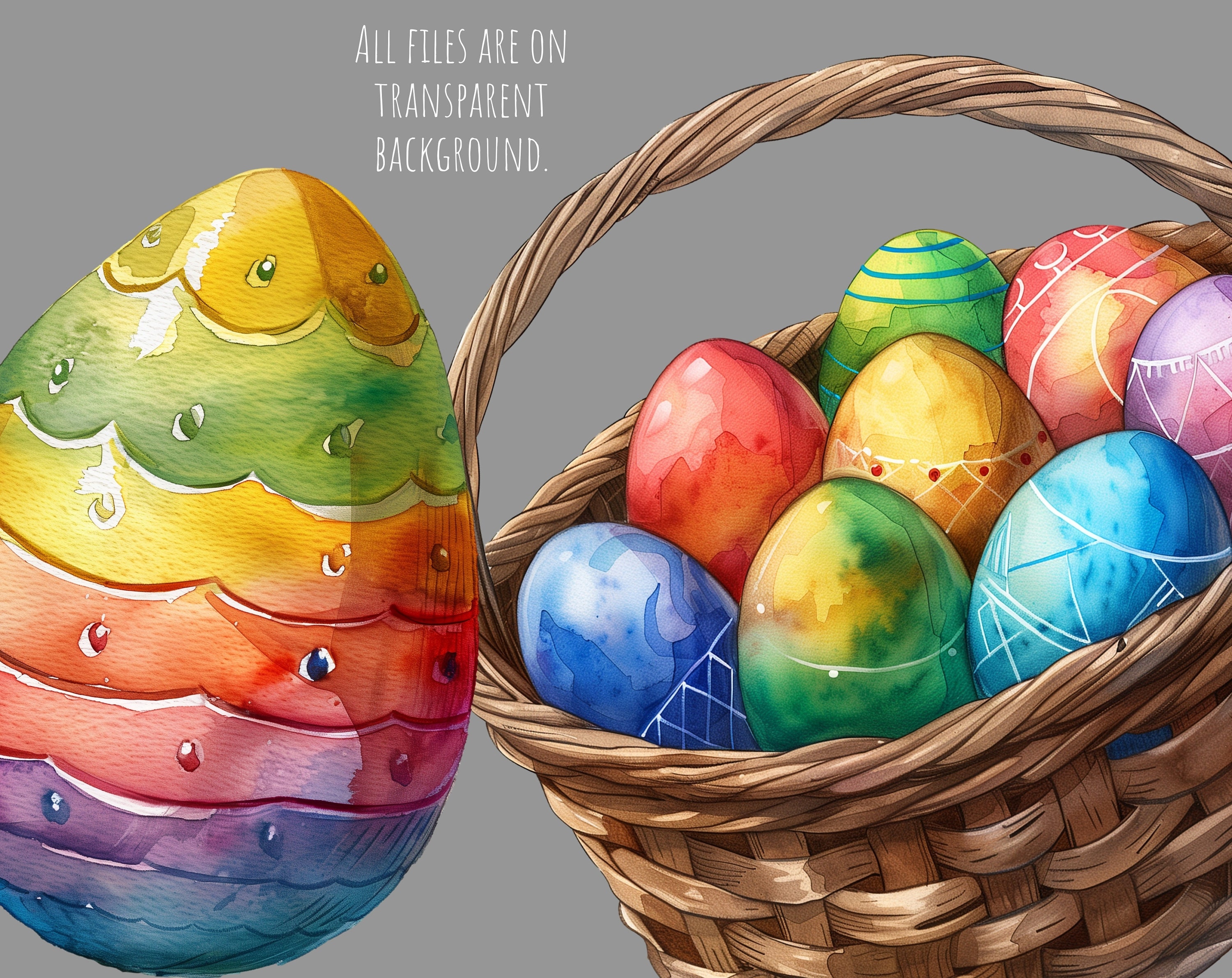 Rainbow Easter Clipart, Easter Eggs Clipart, Boho Easter, Bunny, Junk ...