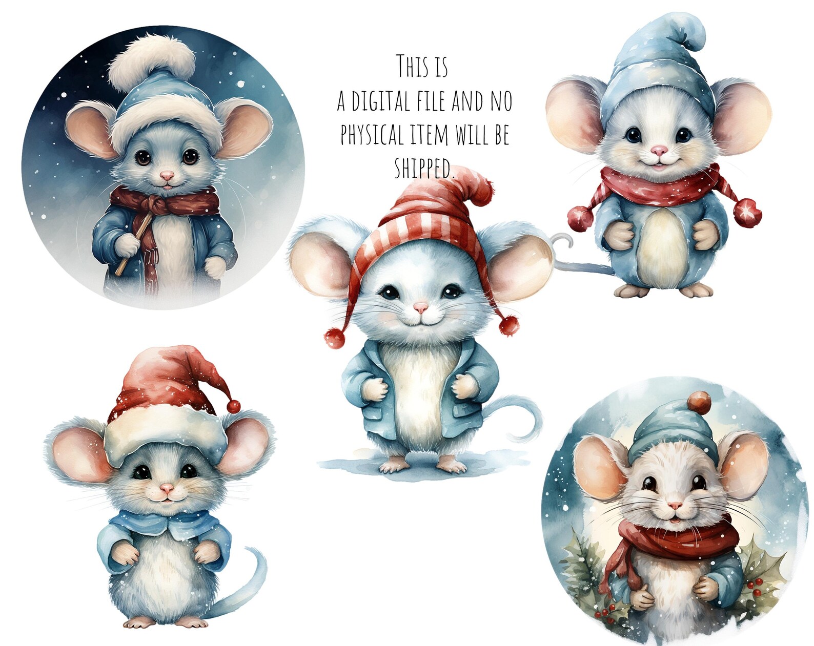 Christmas Mouse Clipart, Winter Mice Clipart Winter Clipart, Kid ...