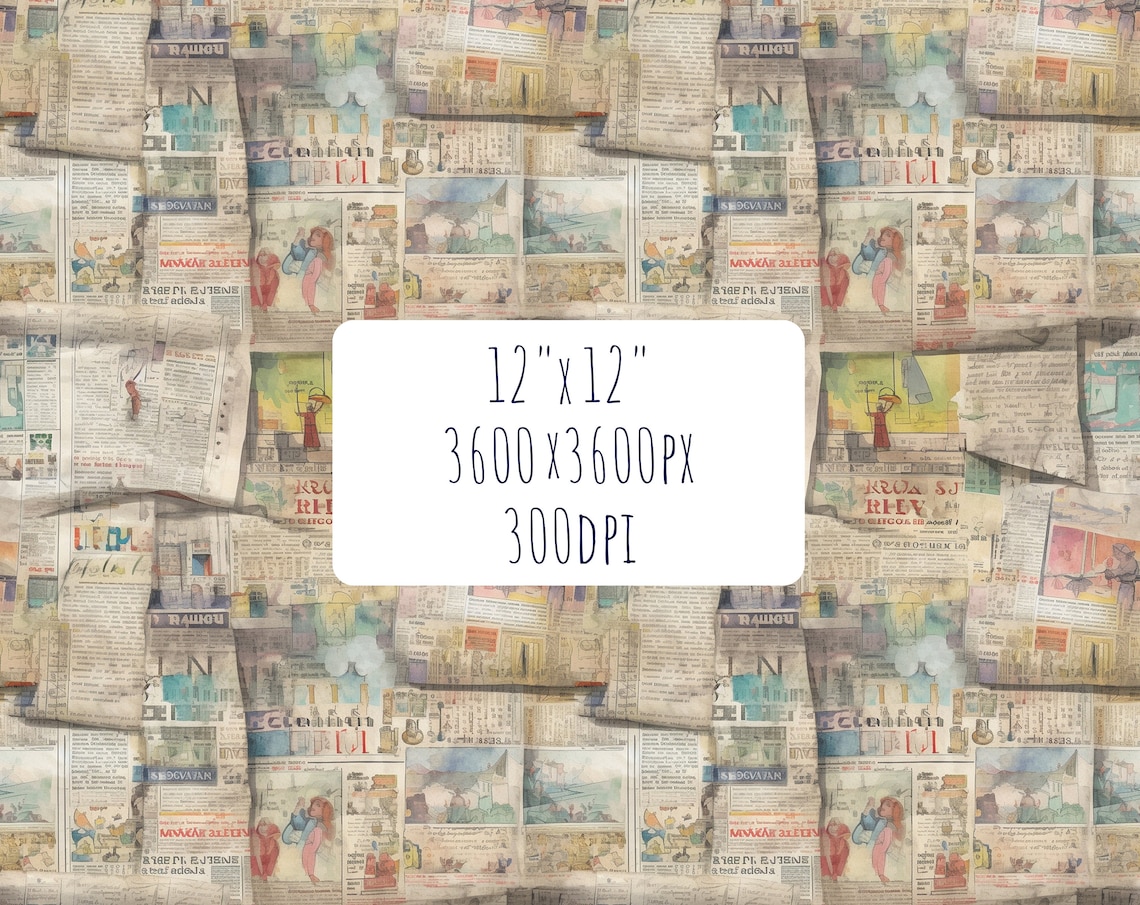 Old Newspaper Digital Paper Seamless Pattern. Vintage - Etsy