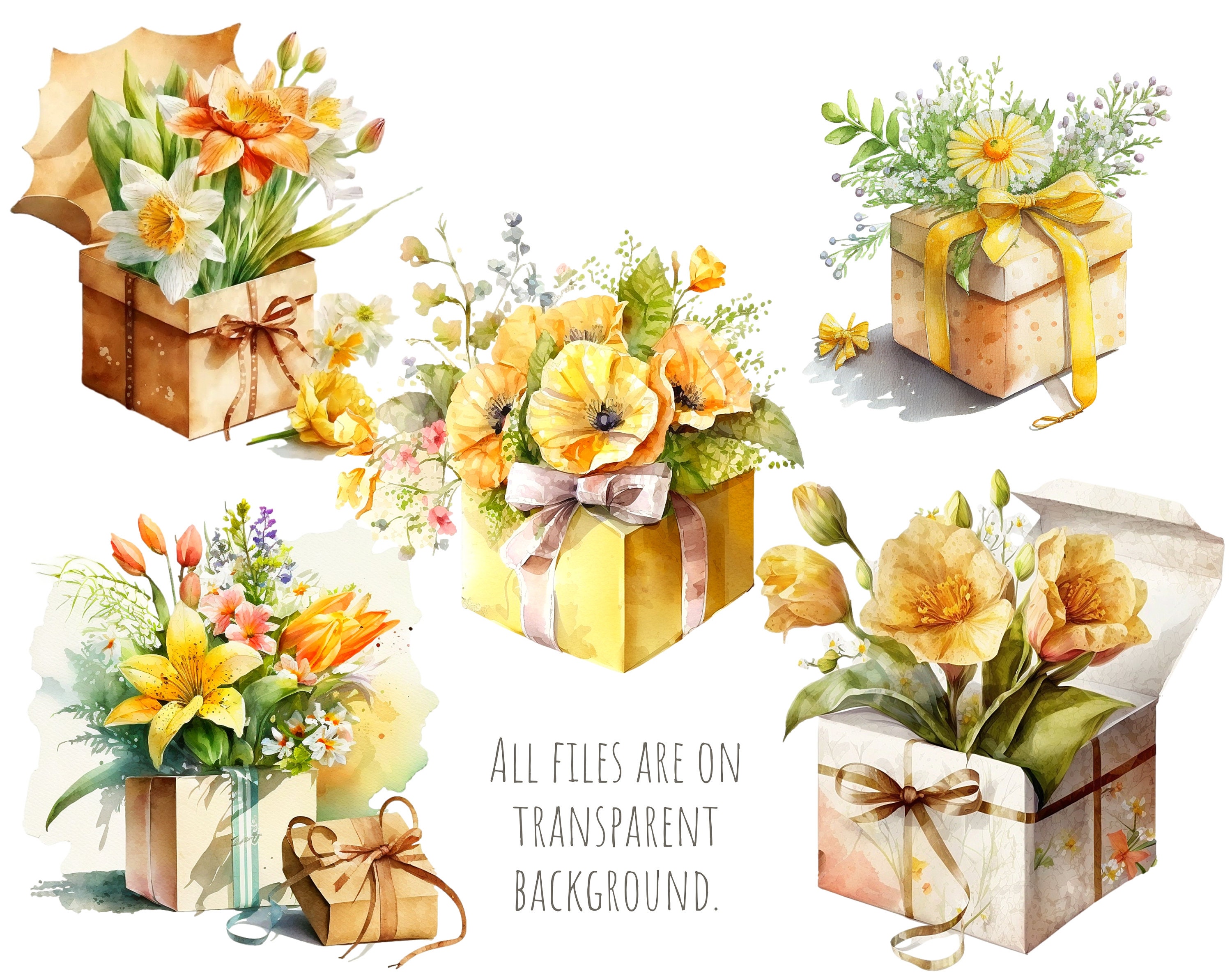 Floral Gift Clipart. Present Clipart. Spring Clipart. Floral Clipart ...
