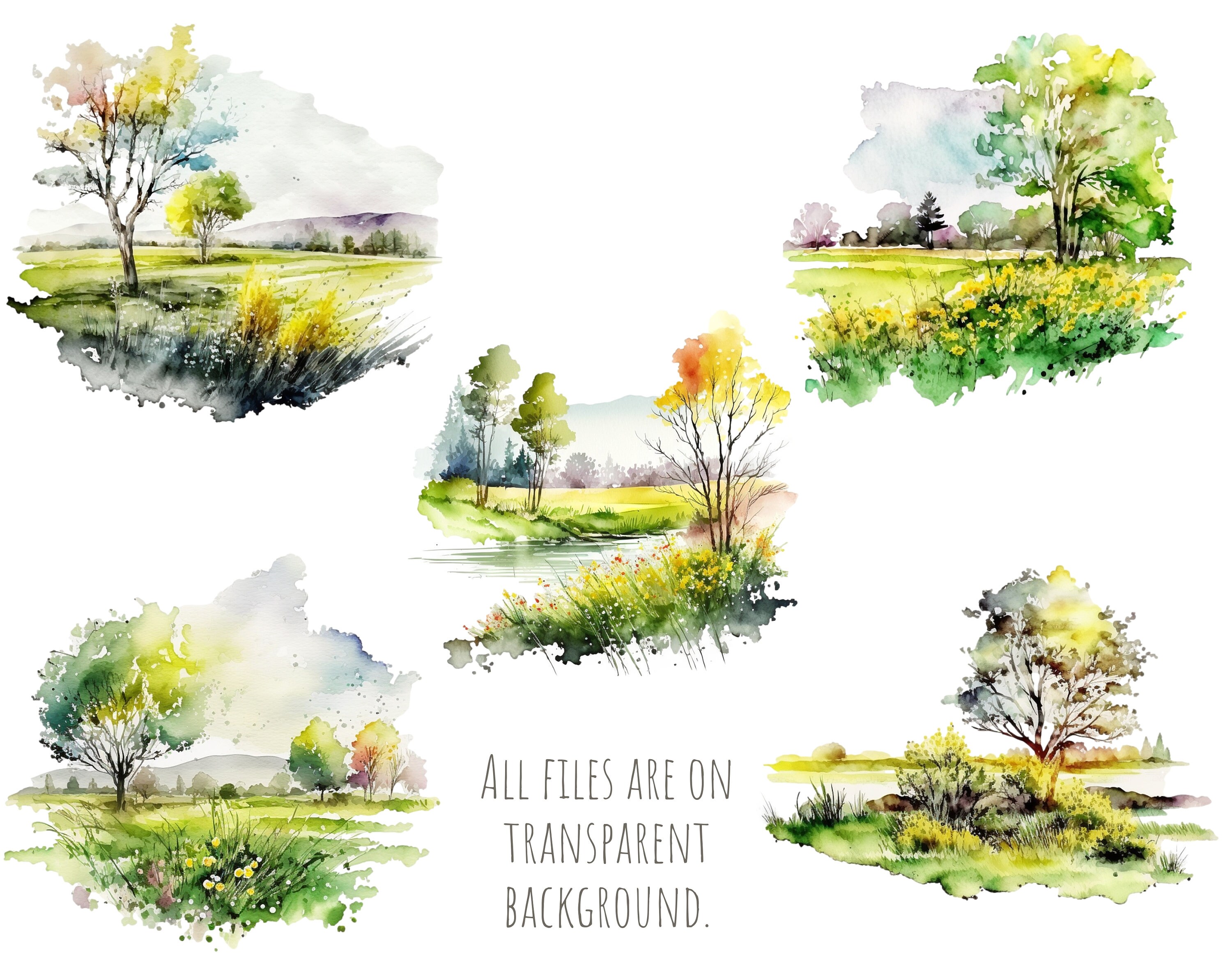 Spring Field Clipart. Grass Clipart. Spring Clipart. Floral - Etsy