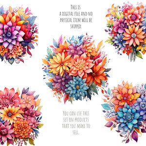 Rainbow Flowers PNG, Watercolor Floral Clipart Bouquets, Vintage ...
