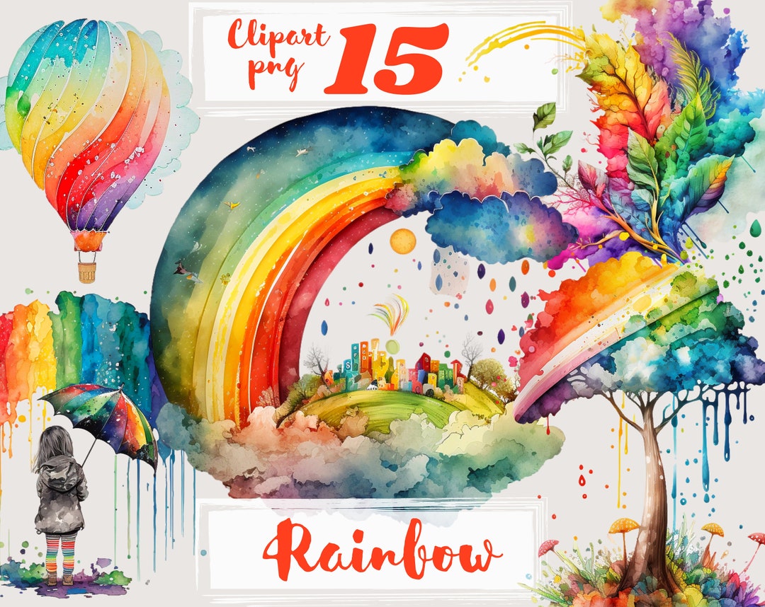 Rainbow Clipart, Watercolor Rainbow Clip Art, Background Rainbow ...