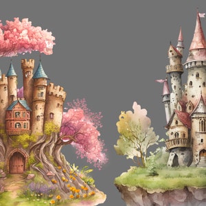 Spring Fairy Castle Clipart, Png. Magic Palace. Elf Village. Digital ...