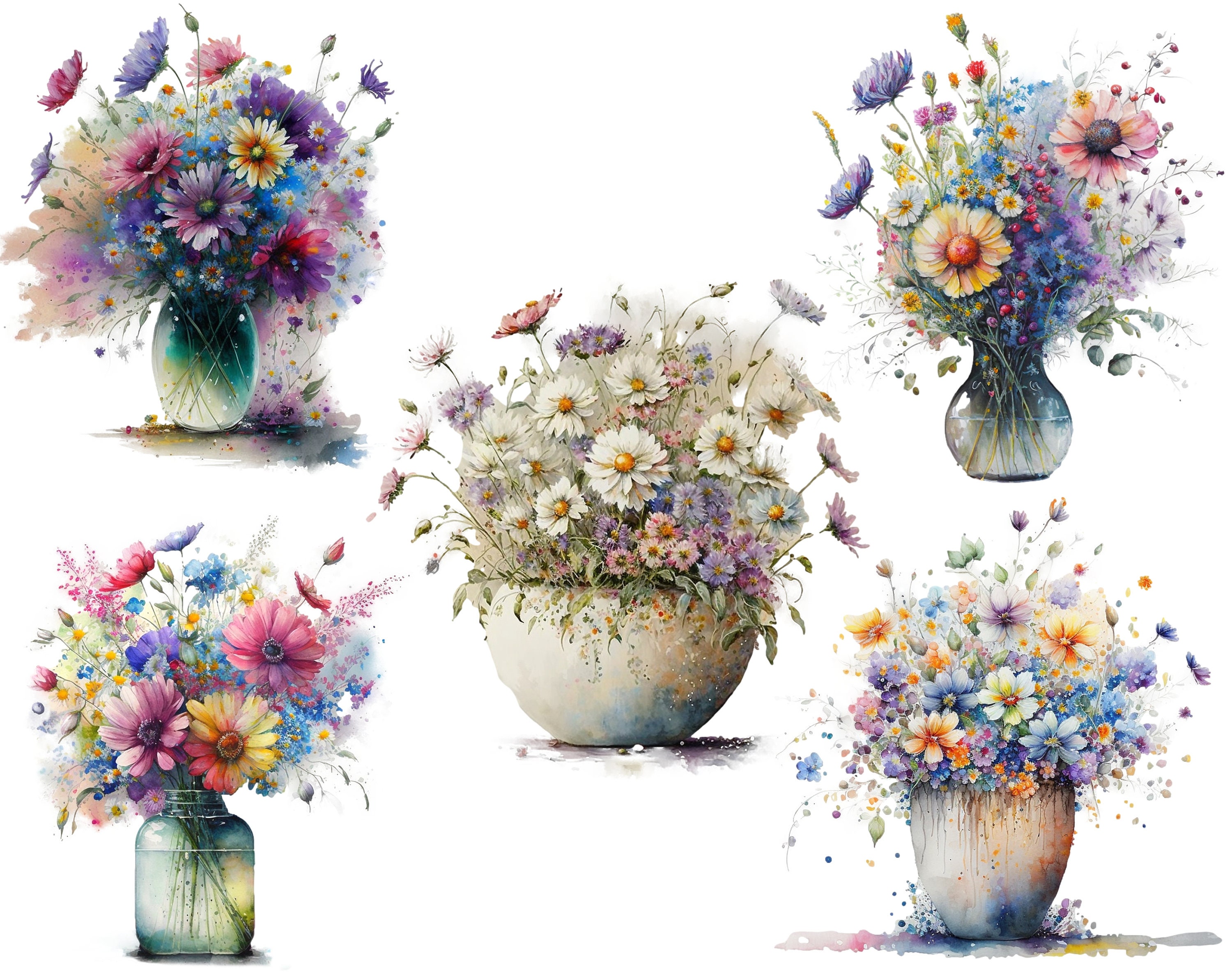 Spring Clipart, Bright Floral Clip Art, Boho Easter, Letters, Bouquets ...