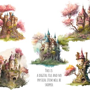Spring Fairy Castle Clipart, Png. Magic Palace. Elf Village. Digital ...