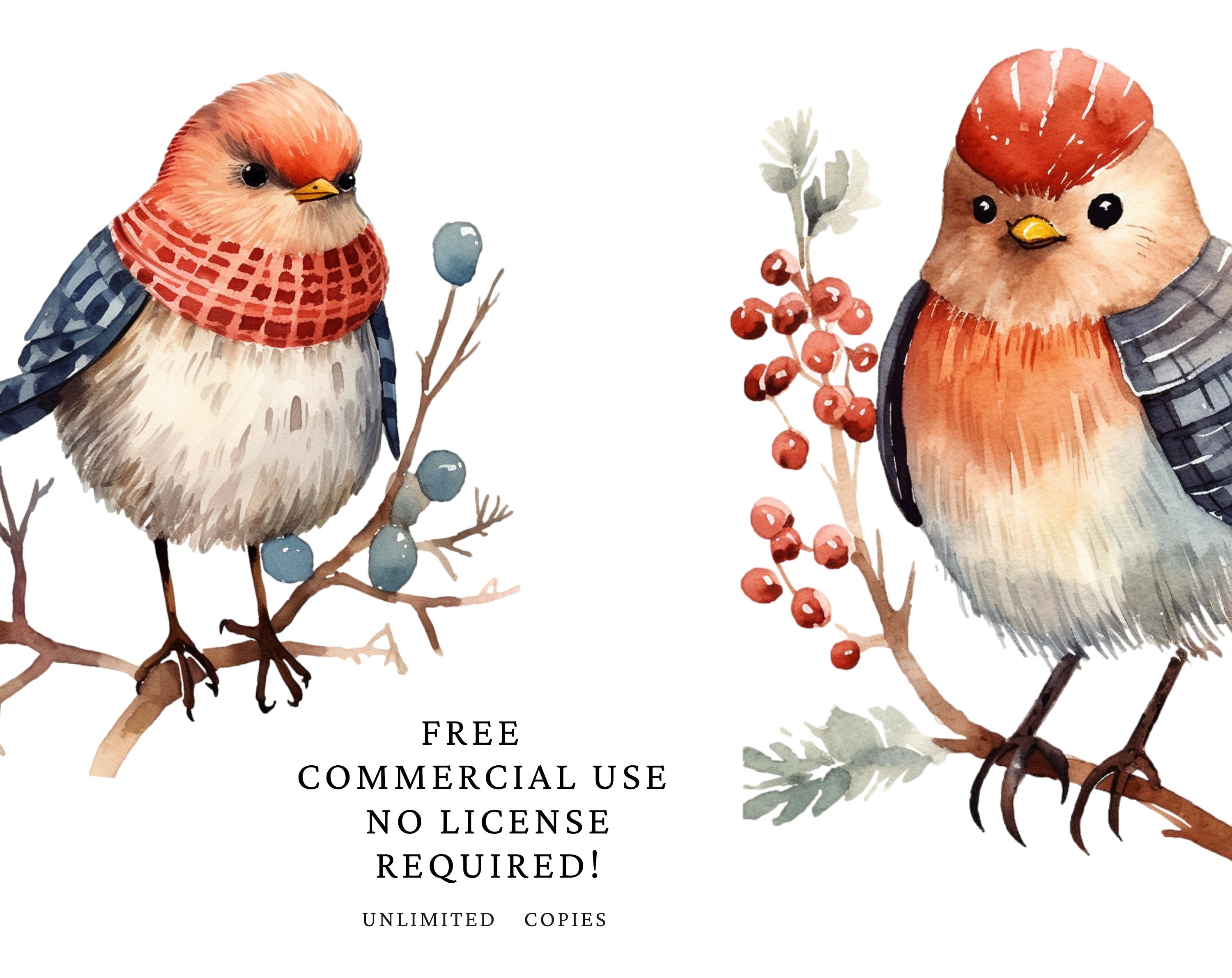 Winter Birds Clipart, Christmas Clipart, Winter Clipart, Bird Clipart ...