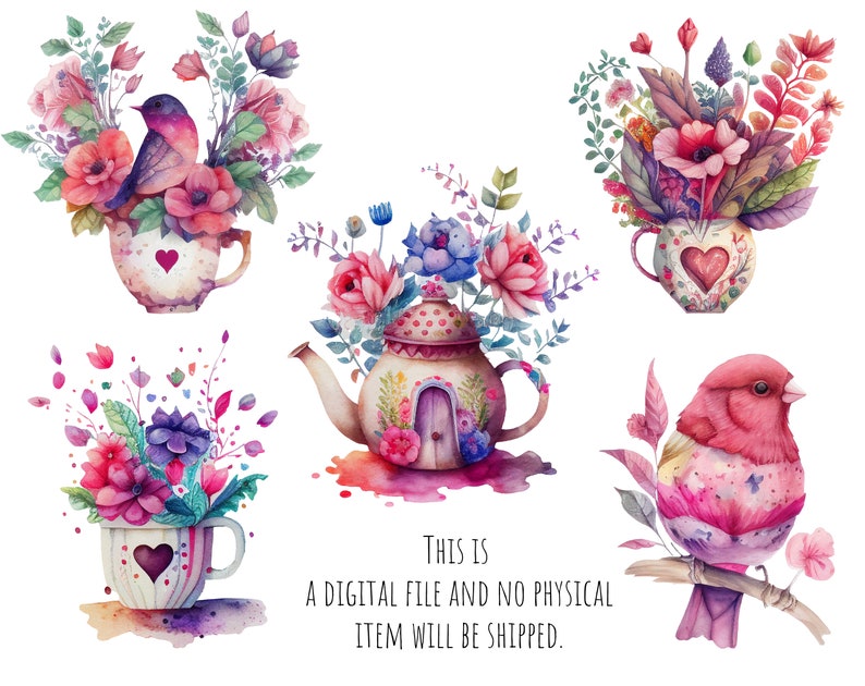 Love Clipart Tea Time Clip Art Png. Digital Watercolor. Free - Etsy