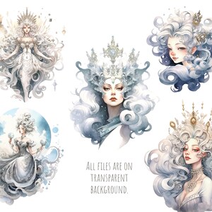 White Lady Clipart, Woman Clipart, Celestial Clipart, White Queen ...