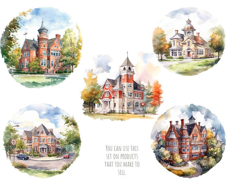 Building Clipart, Old School Clip Art, Town Clipart, Png. Digital ...