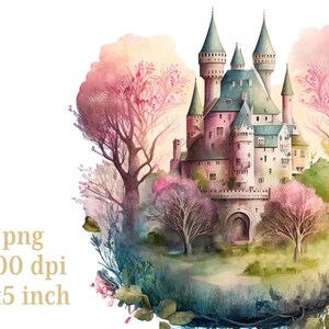 Spring Fairy Castle Clipart, Png. Magic Palace. Elf Village. Digital ...