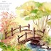 Spring Bridge Clipart, Garden Clip Art, Png. Digital Watercolor. Free ...