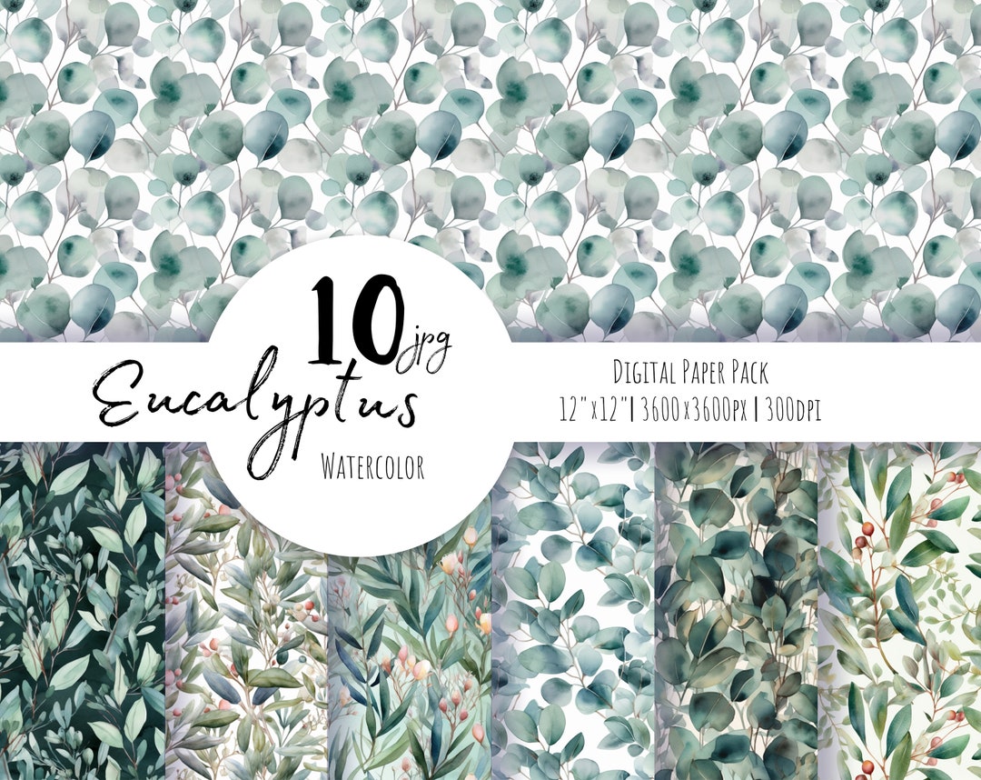 Eucalyptus Digital Paper, Seamless Pattern, Leaf Pattern. Floral ...
