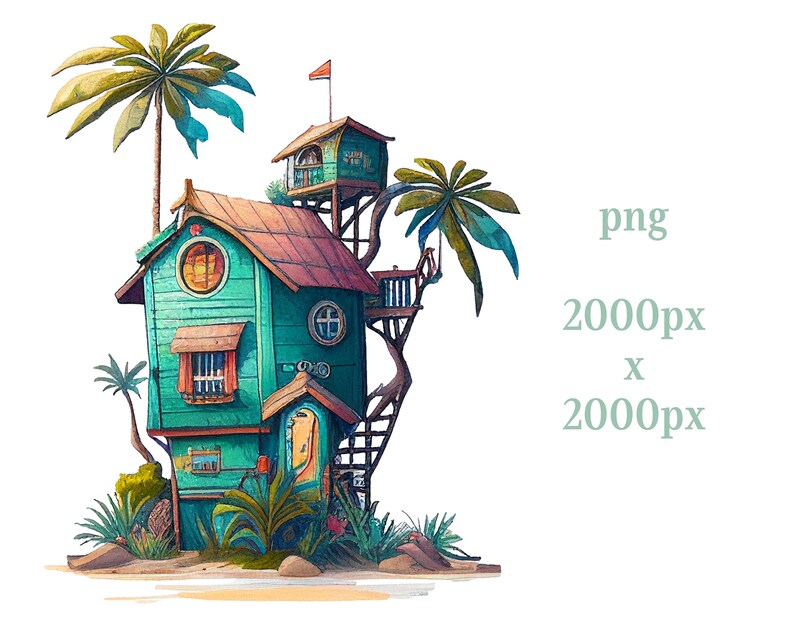Strandhütte Clipart Meer Häuser Clip art png. Digitales - Etsy Österreich