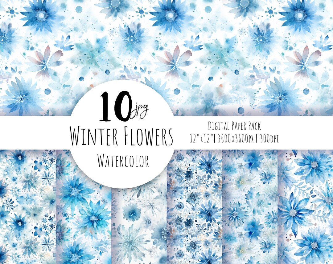 Winter Flowers Digital Paper, Seamless Pattern, Floral Pattern. Winter ...