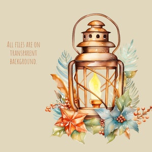 Boho Christmas Lantern Clipart. Christmas Decoration Clipart. Christmas ...
