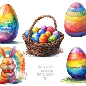 Rainbow Easter Clipart, Easter Eggs Clipart, Boho Easter, Bunny, Junk ...