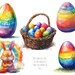 Rainbow Easter Clipart, Easter Eggs Clipart, Boho Easter, Bunny, Junk ...