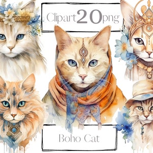 Boho Cat Clipart. Vintage Clipart, Retro Clip Art, Boho. Fantasy ...