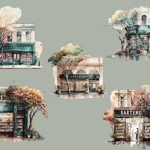 Spring Bookstore Clipart, Book Shop Clip Art, Png. Digital Watercolor ...