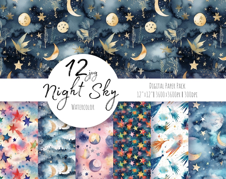 Star Digital Paper Seamless Pattern Sky Pattern. Moon - Etsy