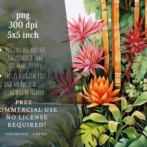 Tropical Digital Paper, Tropical Forest. Watercolor Scrapbook Paper for ...