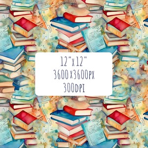 Books Digital Paper, Seamless Pattern. Vintage Clipart, Retro Digital ...