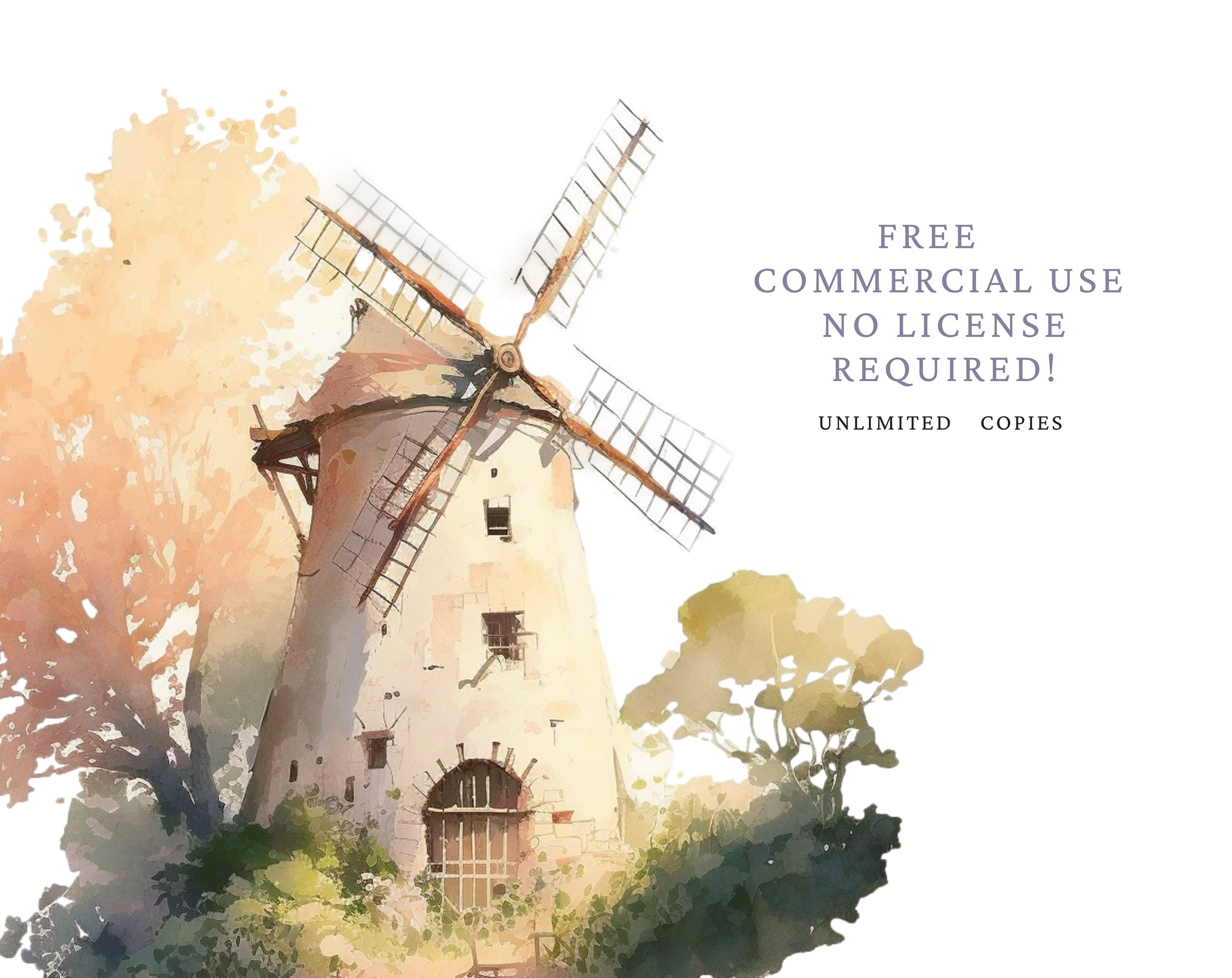 Mill Clipart Png. Windmill Clipart. Village House Clipart. - Etsy