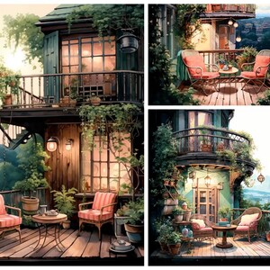 Balcony Digital Paper, Travel Digital Paper. Watercolor Scrapbook Paper ...