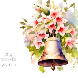 Bell Clipart. Vintage Clipart, Retro Clip Art, Boho. Floral Bell, Png ...