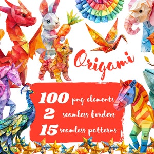 Origami Bundle. Origami Clipart, Paper Png. Stickers, Digital Download ...