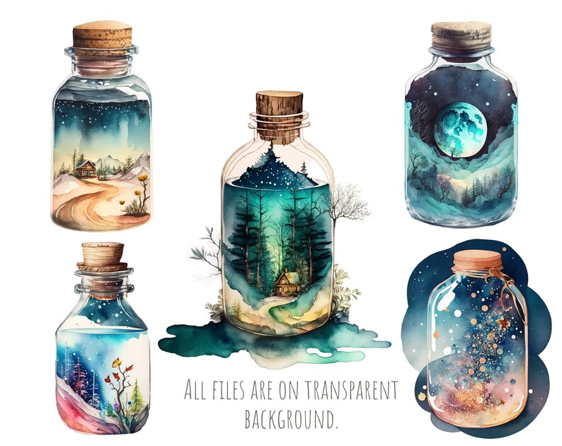 Bottles Clipart Bottled Stars Clipart. Potion Clipart. Magic - Etsy