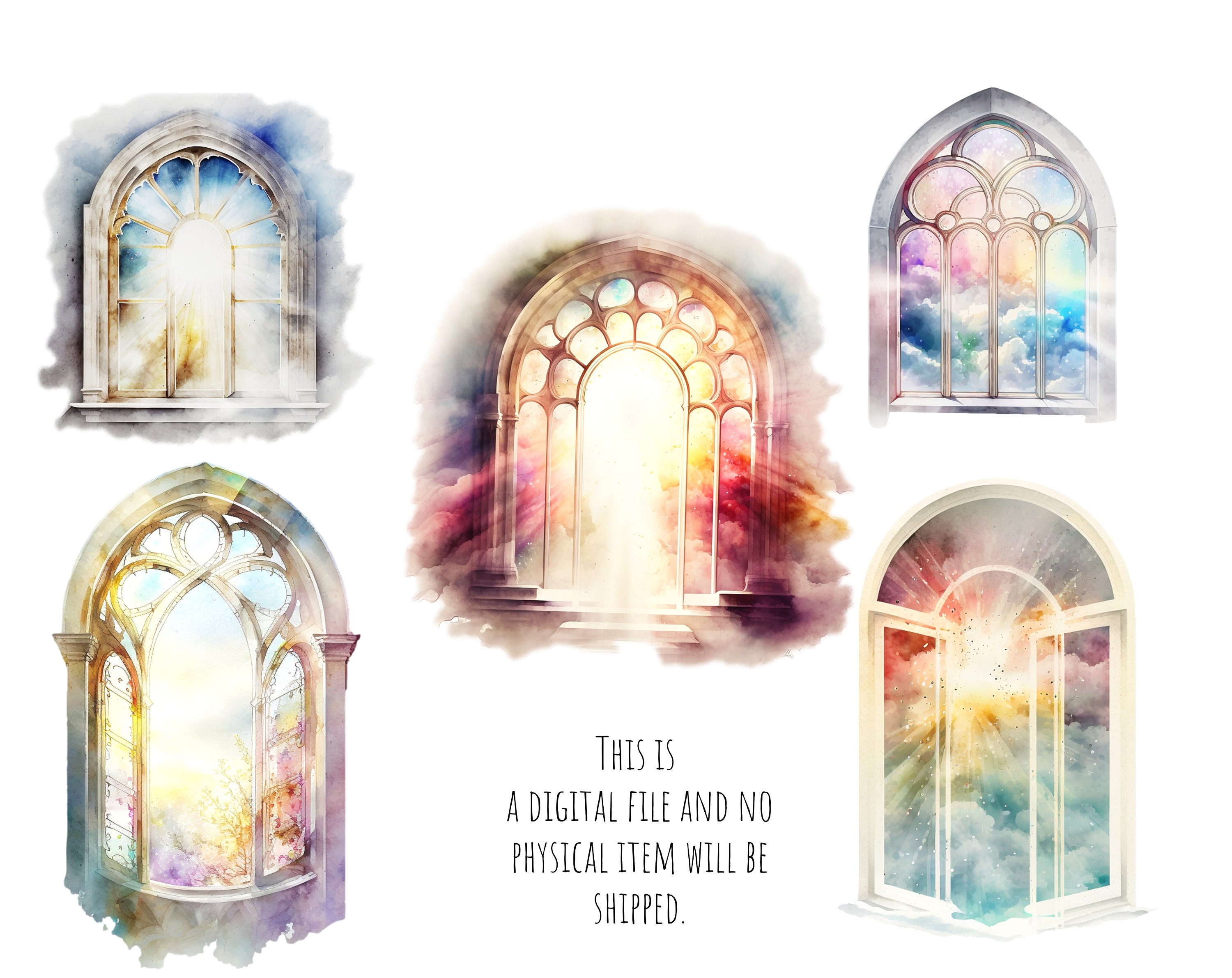 Window Clipart, Heavenly Windows Clip Art, Png. Digital Watercolor ...
