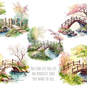 Spring Bridge Clipart, Garden Clip Art, Png. Digital Watercolor. Free ...