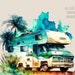 RV Camping Clipart, RV Clip Art, Travel Clipart, Watercolor Summer ...