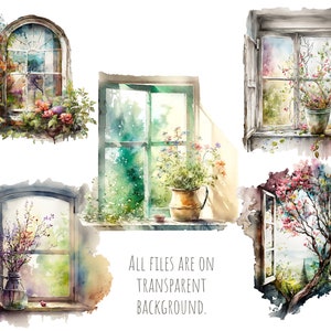 Window Clipart, Spring Windows Clip Art, Png. Digital Watercolor. Free ...