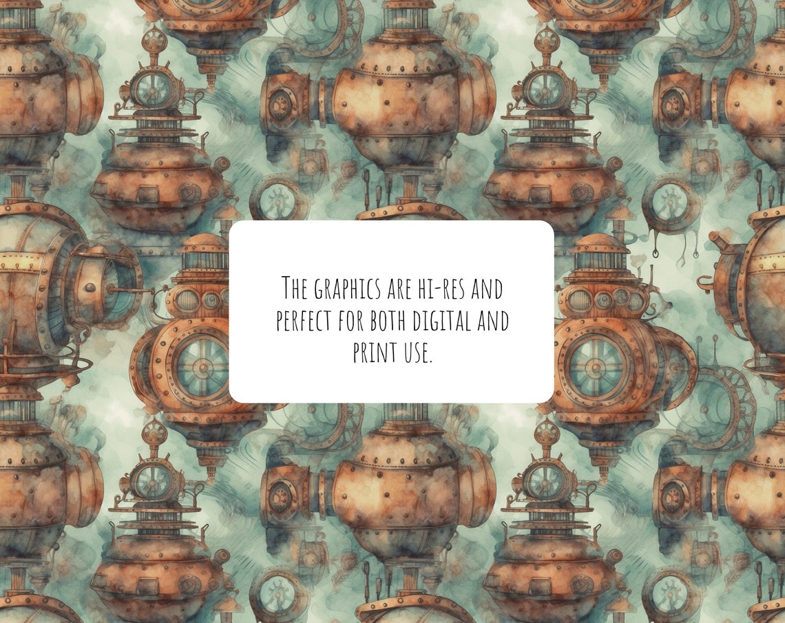 Steampunk Digital Paper Seamless Pattern City Pattern. - Etsy