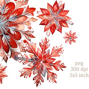Red Snowflakes Clipart, Snow Clipart, Winter Clipart, Christmas ...