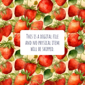 Strawberry Digital Paper, Berries, Seamless Pattern, Summer Pattern ...