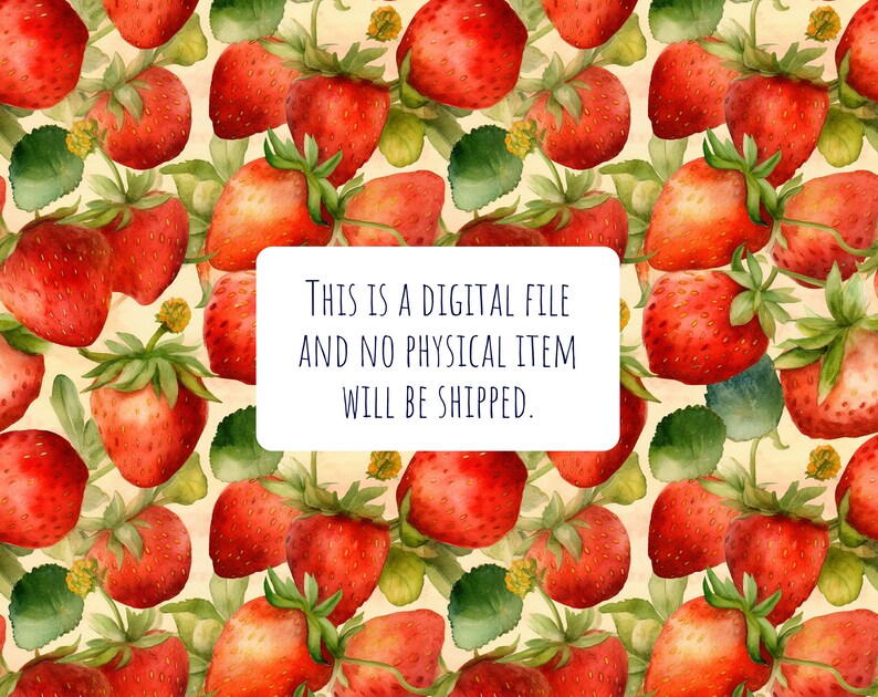 Strawberry Digital Paper, Berries, Seamless Pattern, Summer Pattern ...