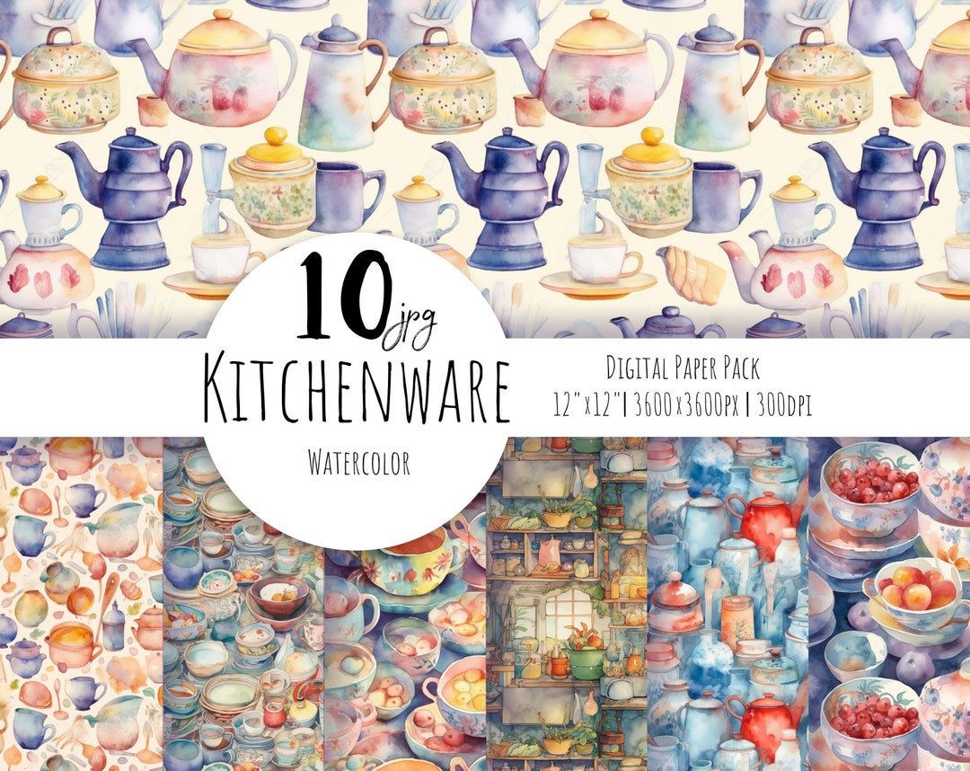 Kitchen Digital Paper, Seamless Pattern, Dishes Pattern. Cooking ...